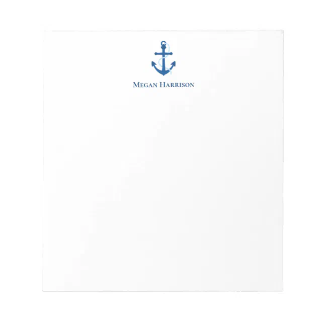 Nautical Anchor Icon in Navy Blue Notepad | Zazzle