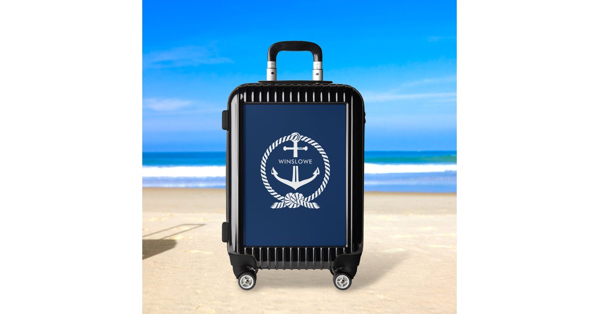 Nautical Anchor Logo Personalized Name Monogram Luggage | Zazzle