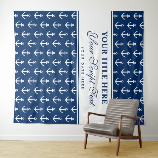 Nautical anchor logo wedding party photo backdrop | Zazzle