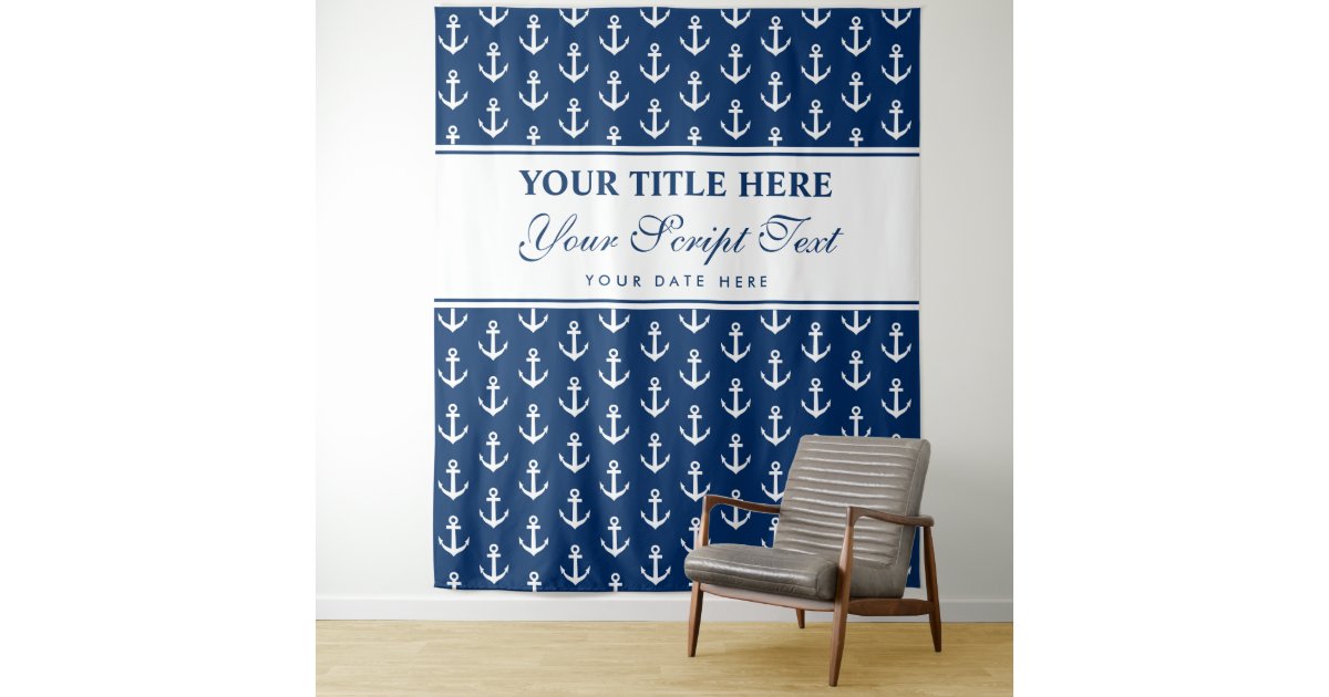 Nautical anchor logo wedding party photo backdrop | Zazzle