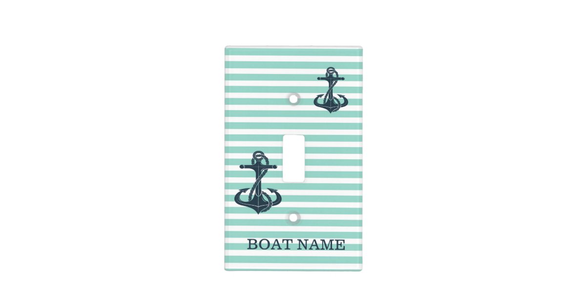 Nautical,Anchor,Mint Green Stripes Light Switch Cover | Zazzle