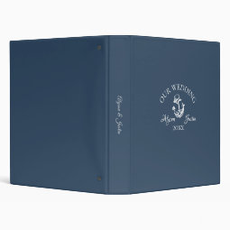 Nautical Anchor Navy Blue and White Wedding 3 Ring Binder | Zazzle