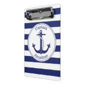 Nautical Anchor Navy Blue Captain Personalized Mini Clipboard | Zazzle