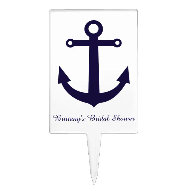 Nautical Anchor Navy Blue Classic Cake Topper | Zazzle