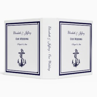 Nautical Anchor Navy Blue Framed 2 Wedding Binder | Zazzle
