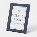 Nautical Anchor Navy Blue Guest Book Pedestal Sign | Zazzle