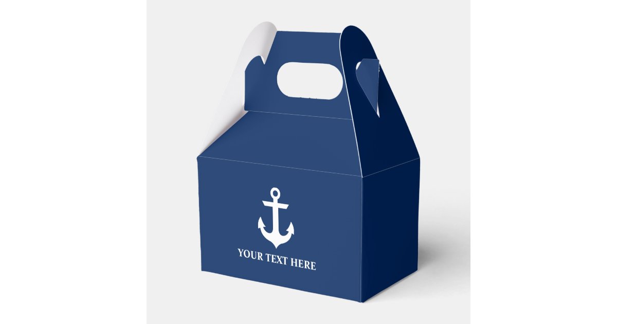 Nautical Anchor Navy Blue Personalized Gable Favor Boxes | Zazzle