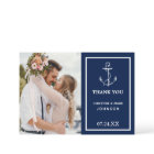 Nautical Anchor Navy Blue Photo Thank You Card | Zazzle