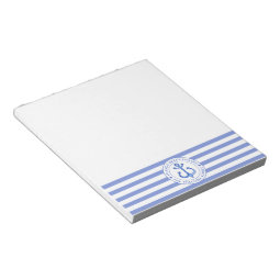 Nautical Anchor Navy Blue Striped Personalized Notepad | Zazzle