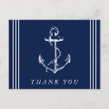 Nautical Anchor Navy Blue Thank You Postcard | Zazzle