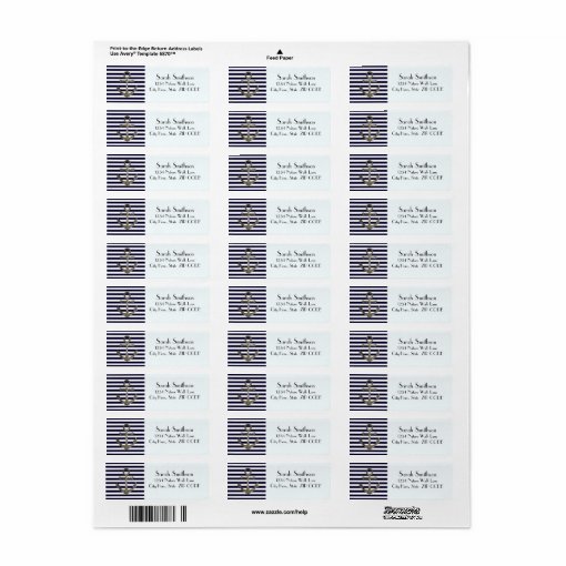 Nautical Anchor Navy Striped Address Return Labels | Zazzle