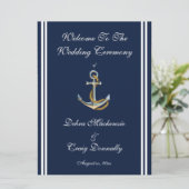 Nautical Anchor, Navy, Wedding Program | Zazzle