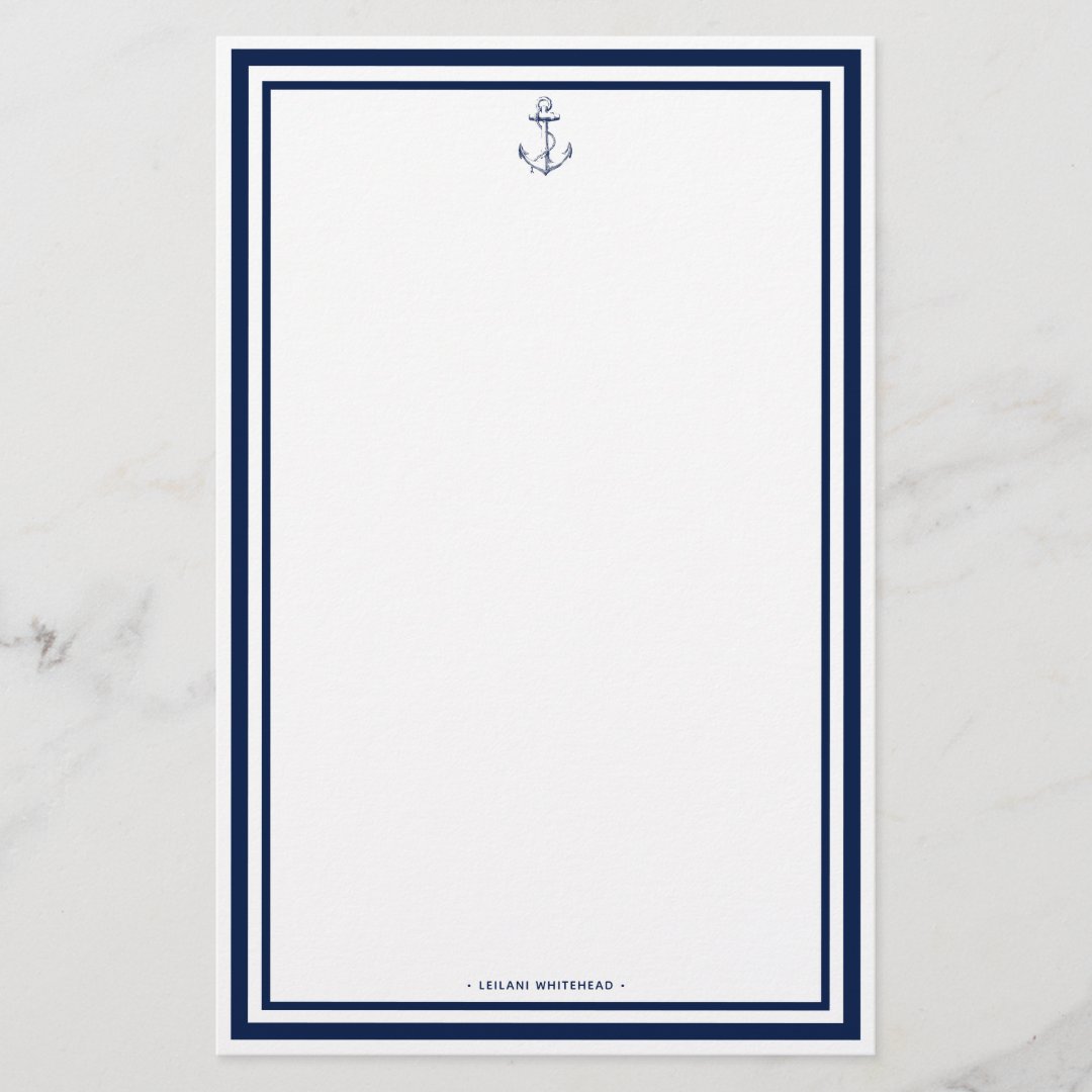 Nautical Anchor Personalized Stationery | Zazzle
