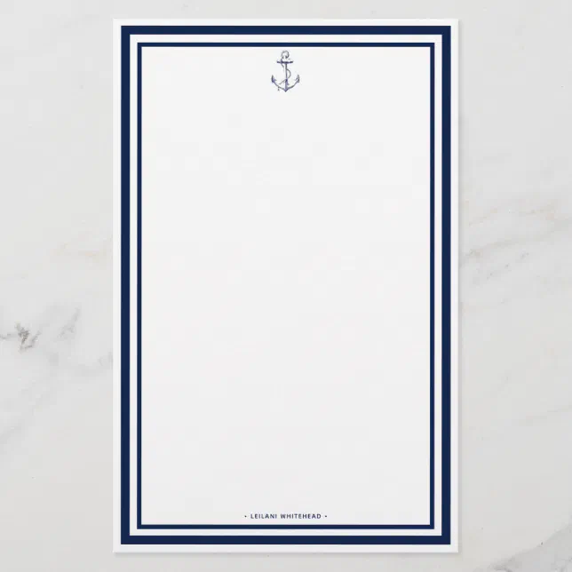Nautical Anchor Personalized Stationery | Zazzle