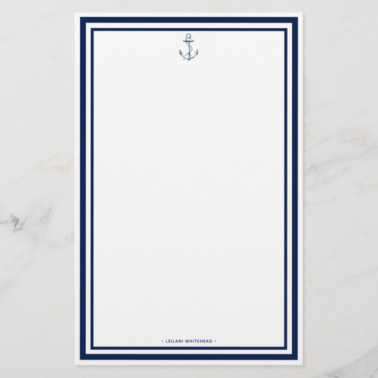 Nautical Anchor Personalized Stationery | Zazzle