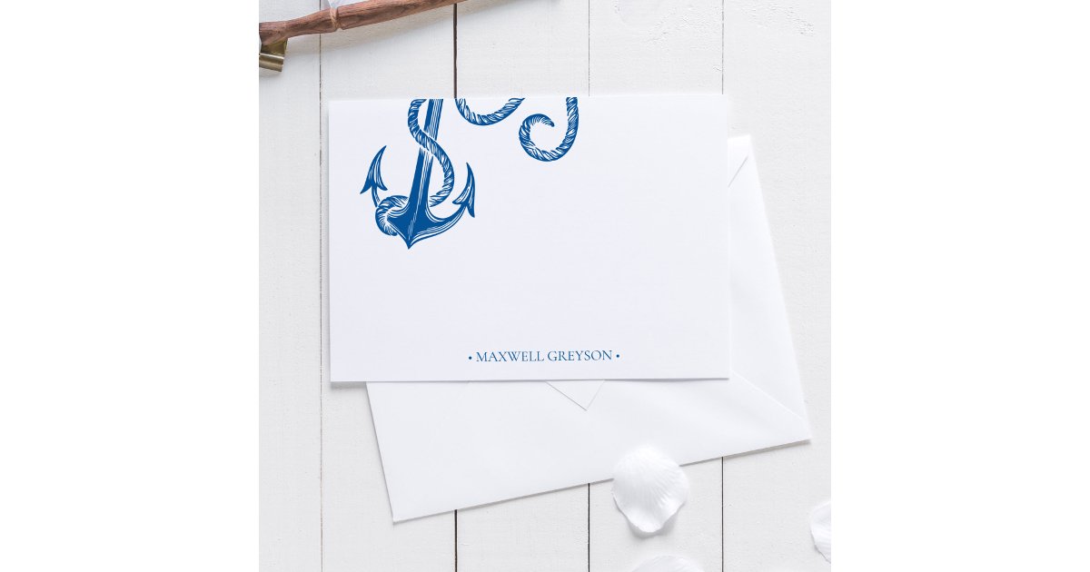 Nautical Anchor Personalized Stationery Small Note Card | Zazzle