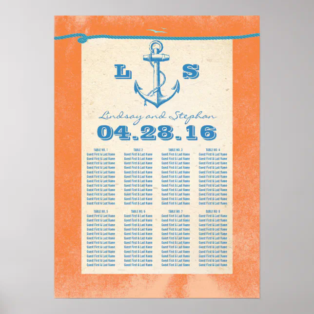 Nautical Anchor Poster for Weddings | Zazzle