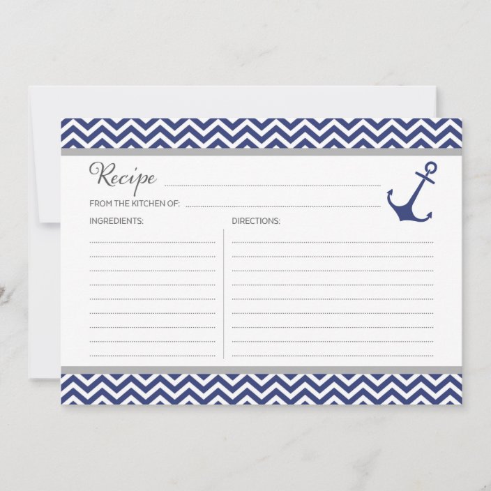 Nautical Anchor Recipe Card | Zazzle.com