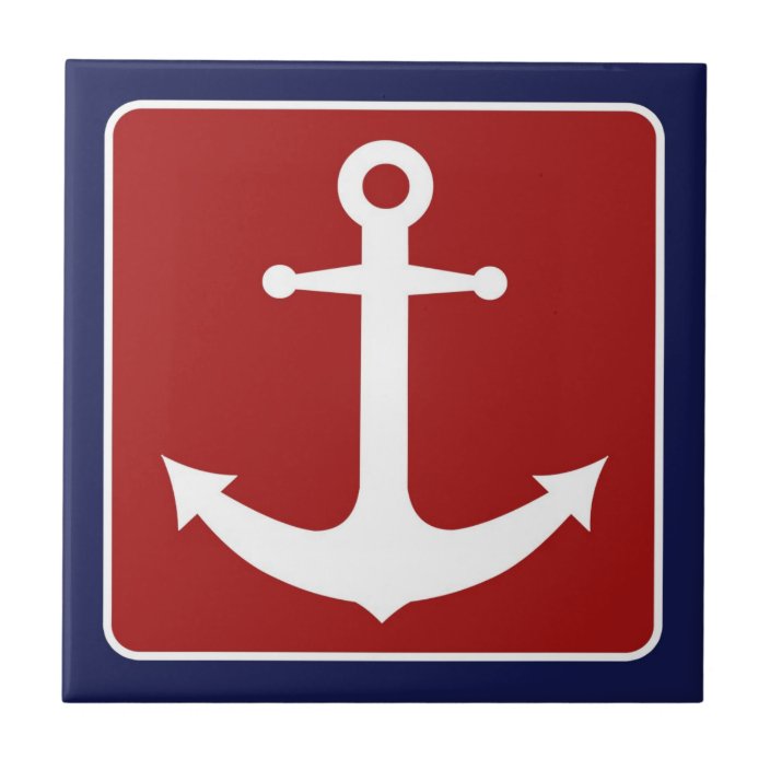 Nautical Anchor - Red White and Blue Tile | Zazzle.com