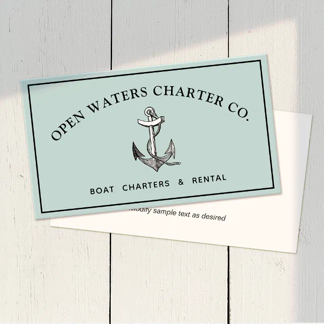 Nautical Anchor & Rope Marina Blue Business Card | Zazzle