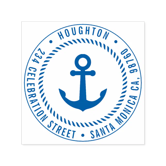 Nautical Anchor & Rope | Round Return Address Self-inking Stamp | Zazzle