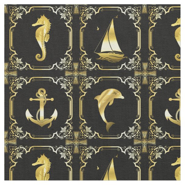 Nautical Sailboat Blue Gray Fabric | Zazzle