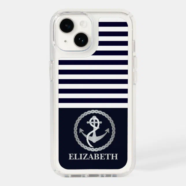Nautical Anchor Sailing Name Blue Sailor Rope Speck iPhone Case | Zazzle