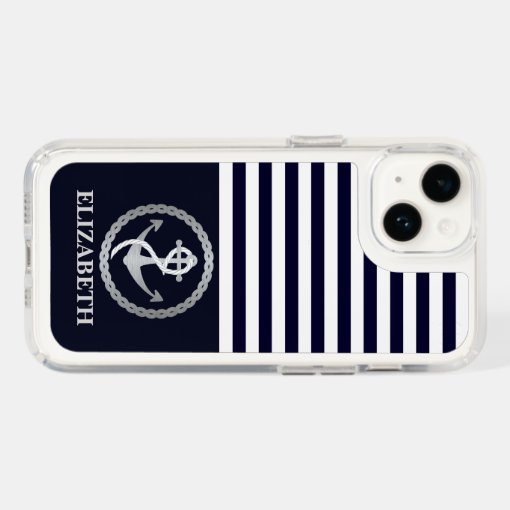 Nautical Anchor Sailing Name Blue Sailor Rope Speck iPhone Case | Zazzle