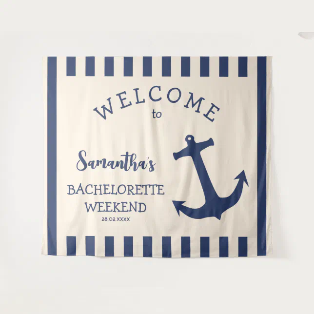 Nautical Anchor Stripe Bachelorette Party Backdrop | Zazzle