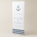 Nautical Anchor Stripes Wedding Welcome Retractable Banner | Zazzle