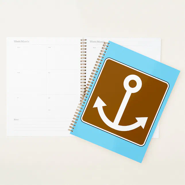 Nautical Anchor Symbol Brown Marina Sign Planner | Zazzle