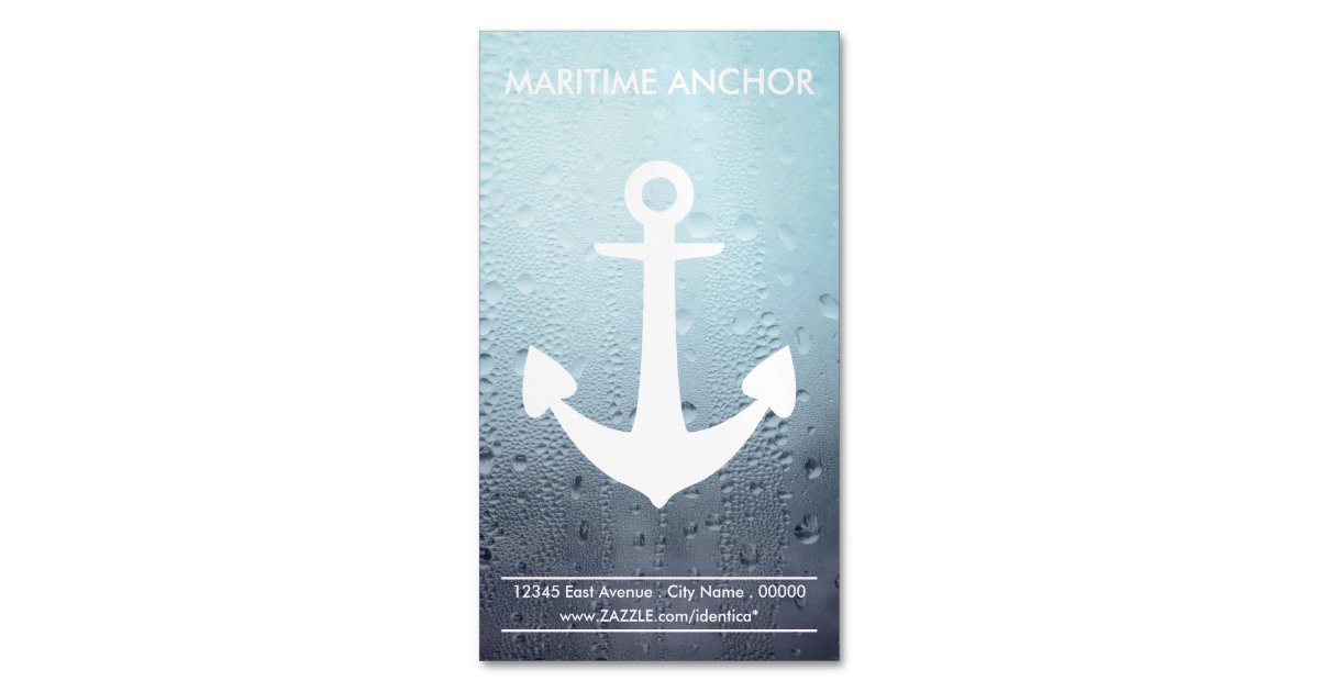 Nautical Anchor Water Drops Magnetic Business Card Magnet | Zazzle
