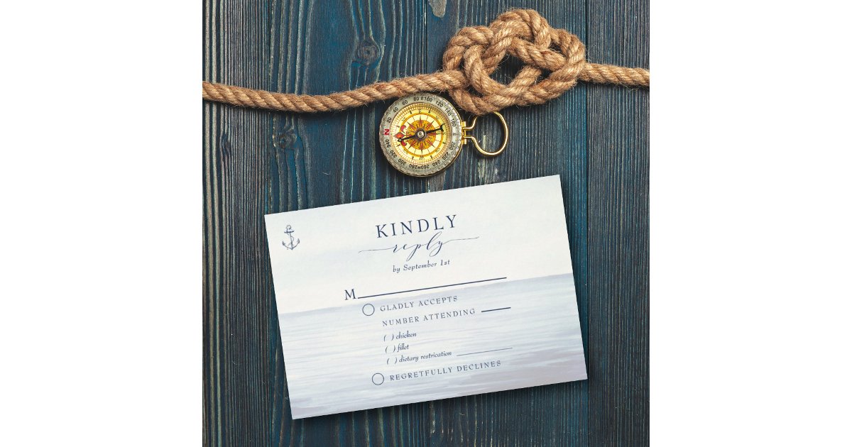 Nautical Anchor Watercolor Ocean Meal Choice RSVP Card | Zazzle
