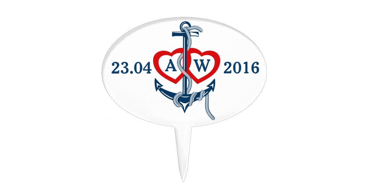 Nautical anchor wedding cake toppers Personalized | Zazzle