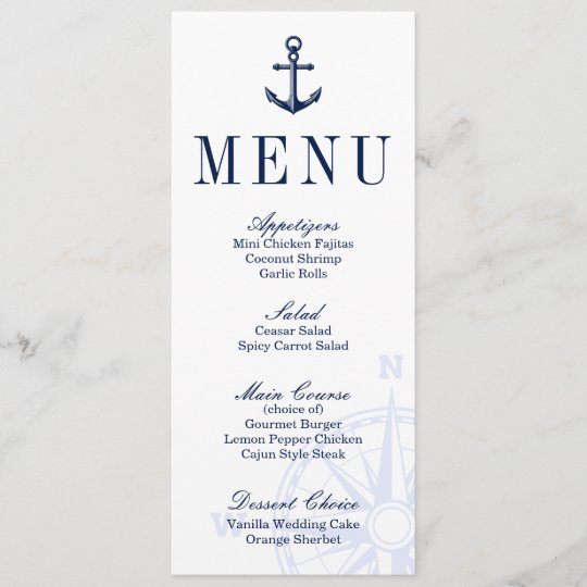 Nautical Anchor Wedding Menu | Zazzle.com