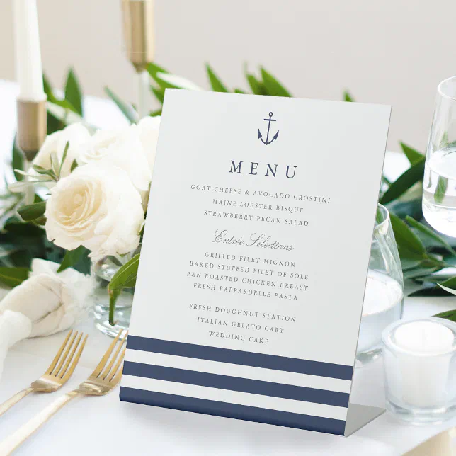 Nautical Anchor Wedding Menu Sign | Zazzle