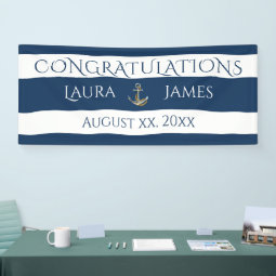 Nautical Anchor Wedding Reception Congratulations Banner | Zazzle