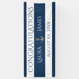 Nautical Anchor Wedding Reception Congratulations Banner | Zazzle