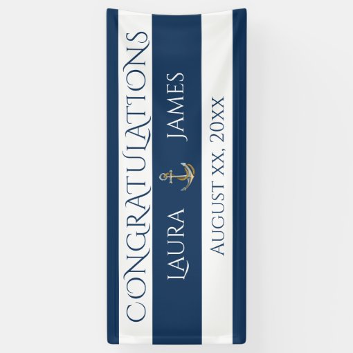 Nautical Anchor Wedding Reception Congratulations Banner | Zazzle