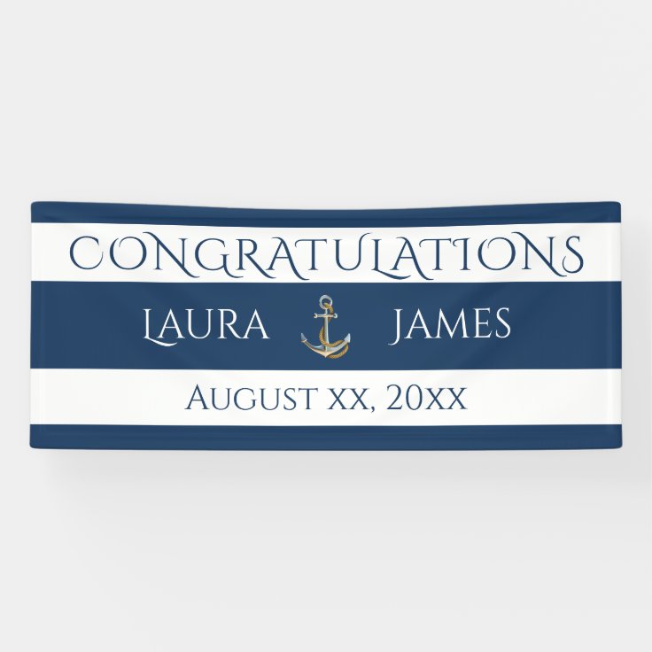 Nautical Anchor Wedding Reception Congratulations Banner | Zazzle