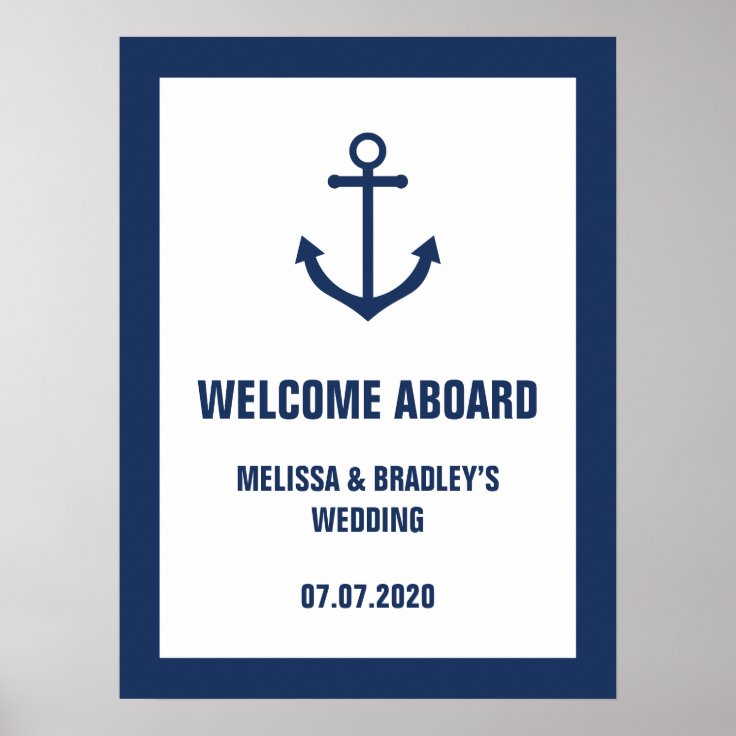 Nautical Anchor Wedding Welcome Aboard Sign | Zazzle