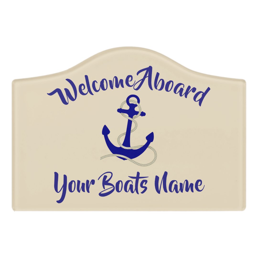 Nautical anchor welcome aboard boat door sign | Zazzle
