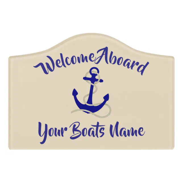 Nautical Anchor Welcome Aboard Boat Door Sign Zazzle