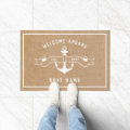 Nautical Anchor Welcome Aboard Burlap and White Doormat | Zazzle