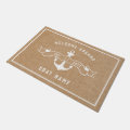 Nautical Anchor Welcome Aboard Burlap and White Doormat | Zazzle