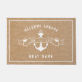 Nautical Anchor Welcome Aboard Burlap and White Doormat | Zazzle