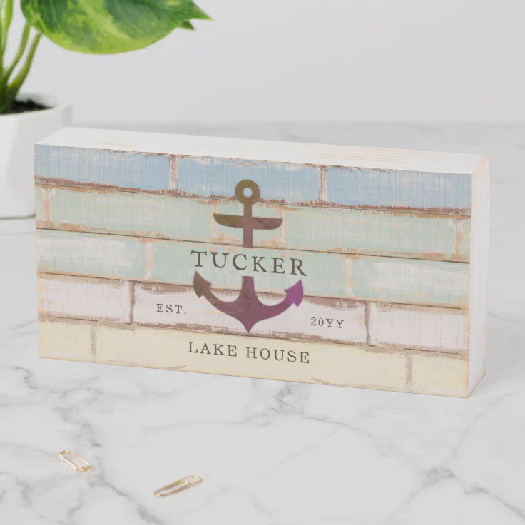 Nautical Anchor WELCOME ABOARD Rustic Boat Name Wo Wooden Box Sign | Zazzle