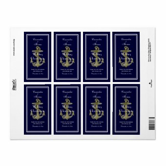 Nautical Anchor White Navy V Wine Bottle Label | Zazzle
