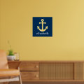 Nautical Anchor with Navy Yellow Chevron Pattern Poster | Zazzle