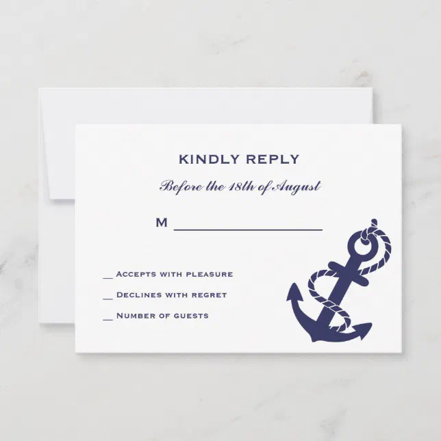 Nautical Anchor with Rope Wedding Invitation | Zazzle